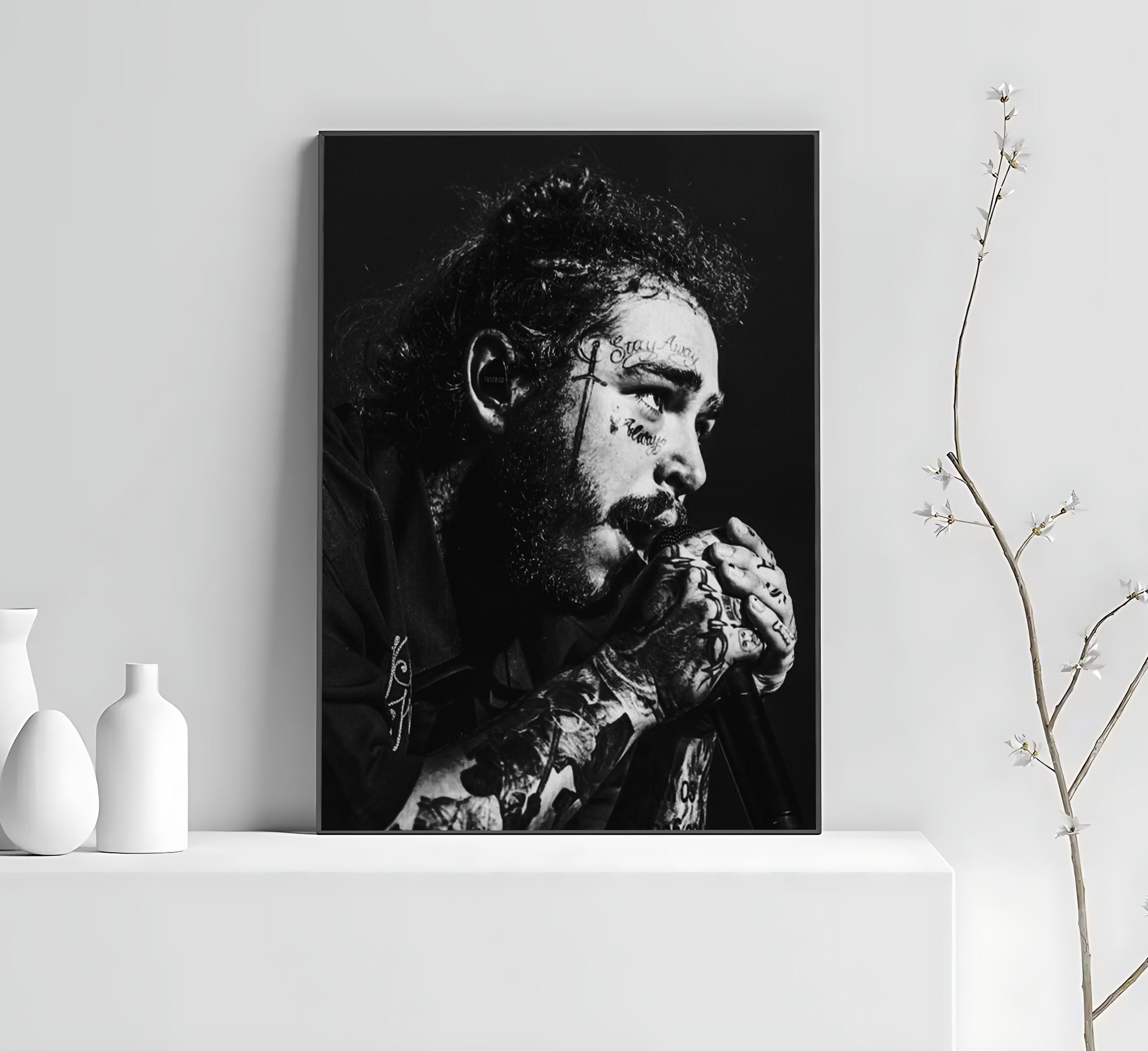 Post Malone Poster, Black and White, Post Malone Wall Decor, Post Malone Print, Digital Download ...