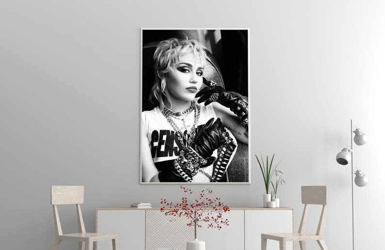 Miley Cyrus Poster Digital Download Black and White Miley - Etsy