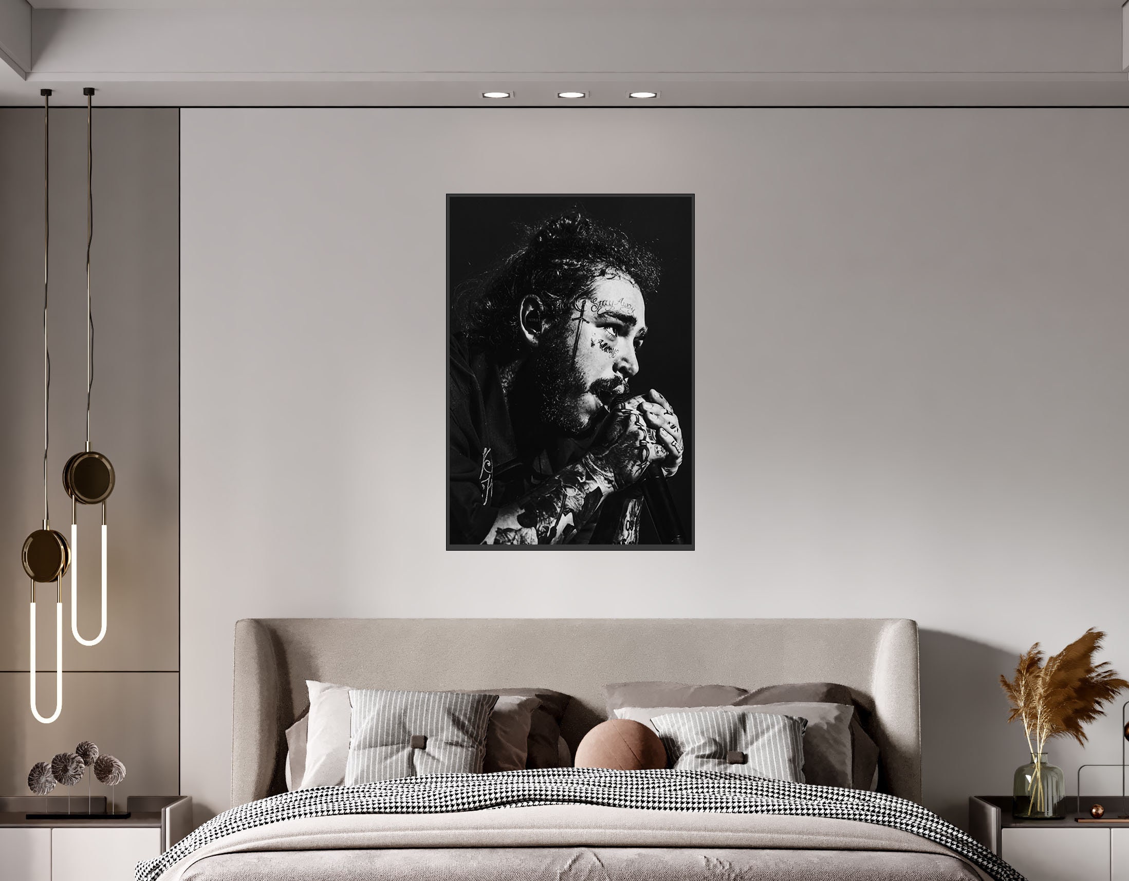 Post Malone Poster, Black and White, Post Malone Wall Decor, Post Malone Print, Digital Download ...