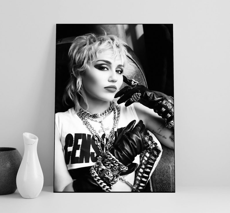 Miley Cyrus Poster Digital Download Black and White Miley - Etsy