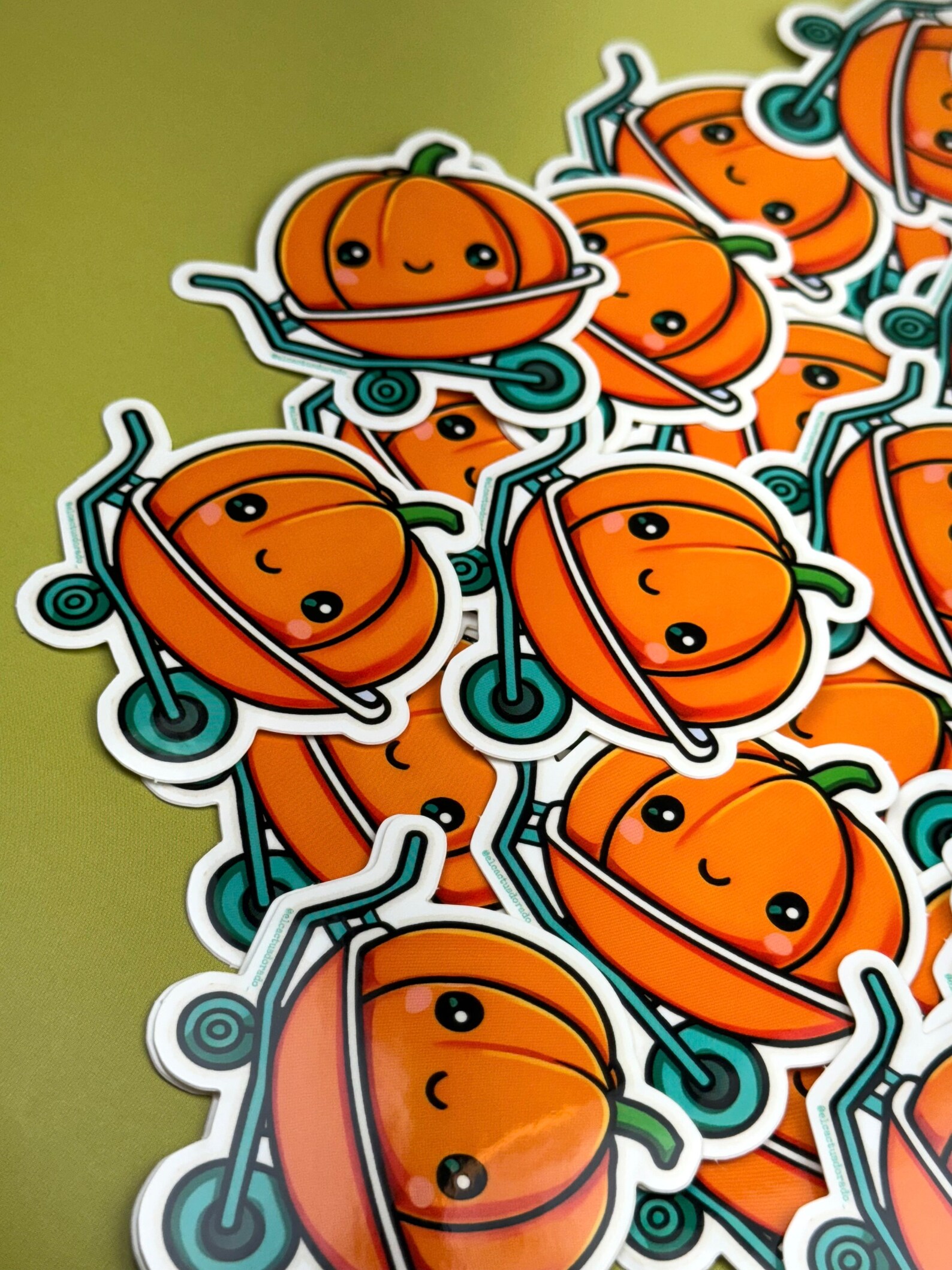 Cute Wheelbarrow Pumpkin Sticker |kawaii Pumpkin Sticker| Pumpkin Patch ...