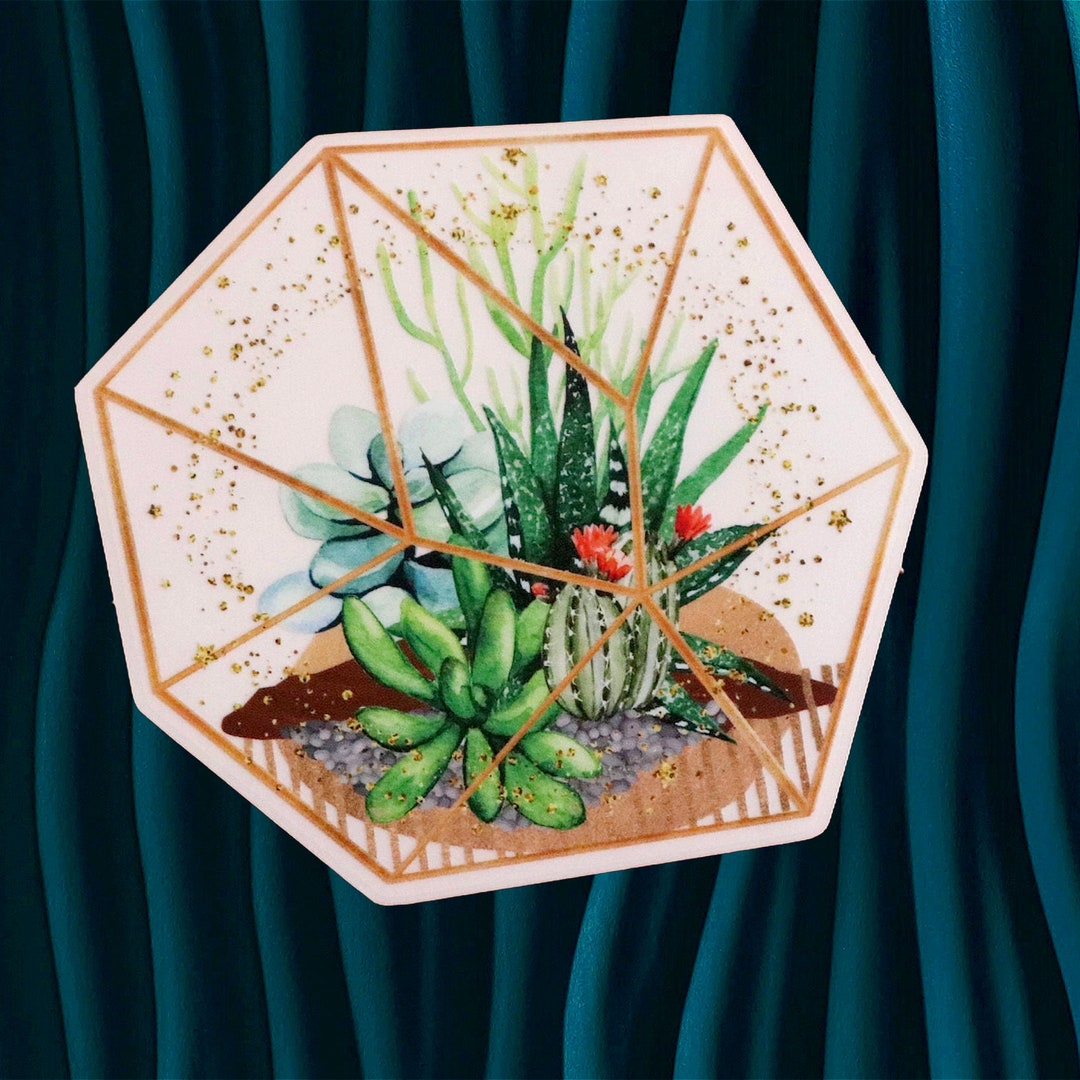 Clear Terrarium Sticker| Gold Outline| Clear Matte Vinyl Sticker ...