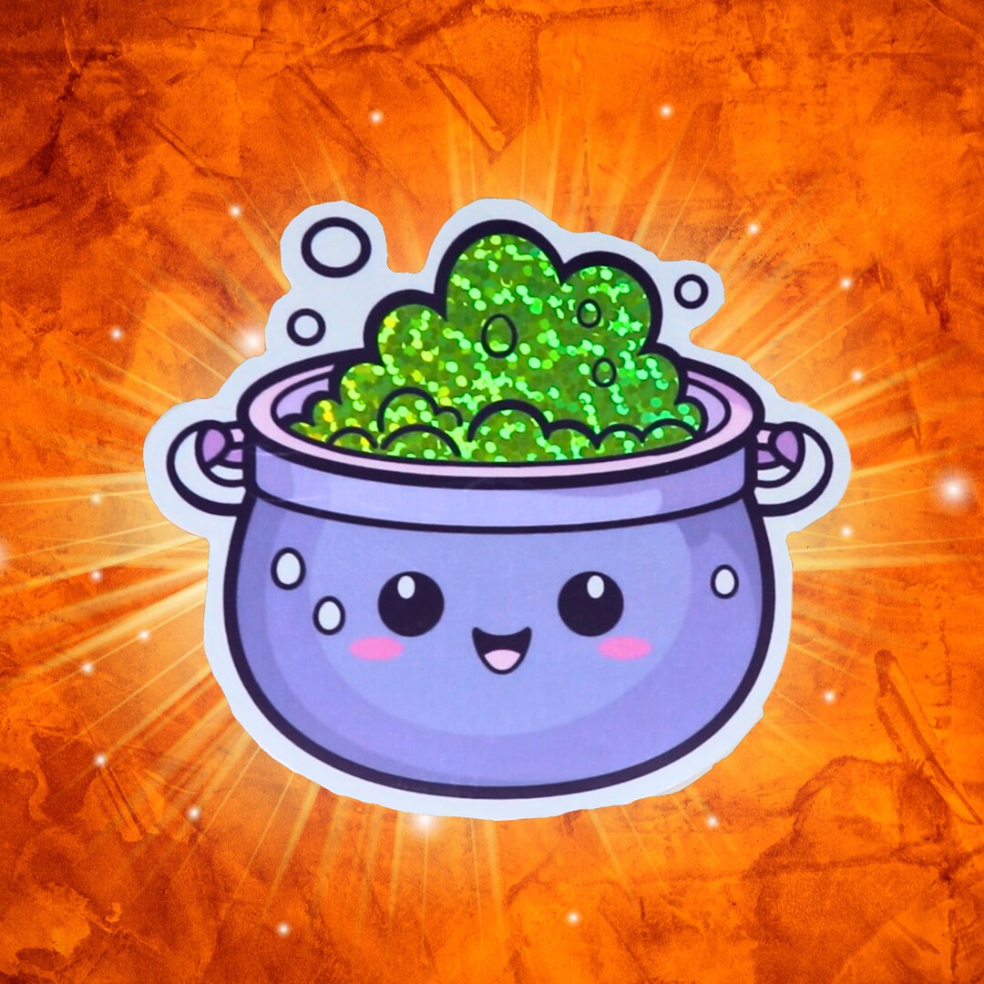Enchanting Cauldron Charm: Cute Halloween Cauldron Vinyl Glitter ...