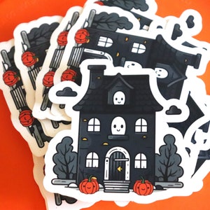 Cute Haunted House, Matte Vinyl Sticker, Cute Halloween Decor ...