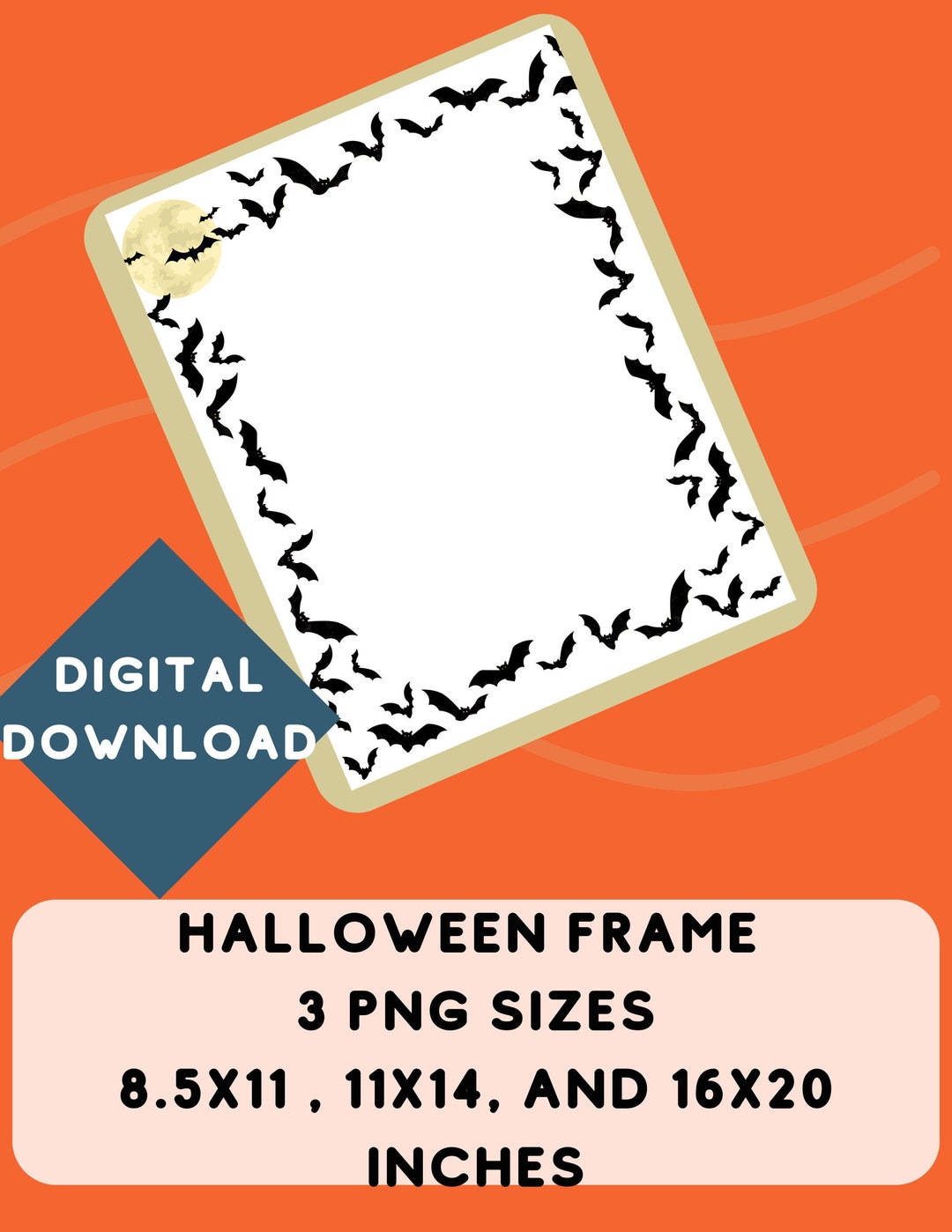 Halloween Digital Download Printable Frames PNG Spooky Cute Bats 3 ...