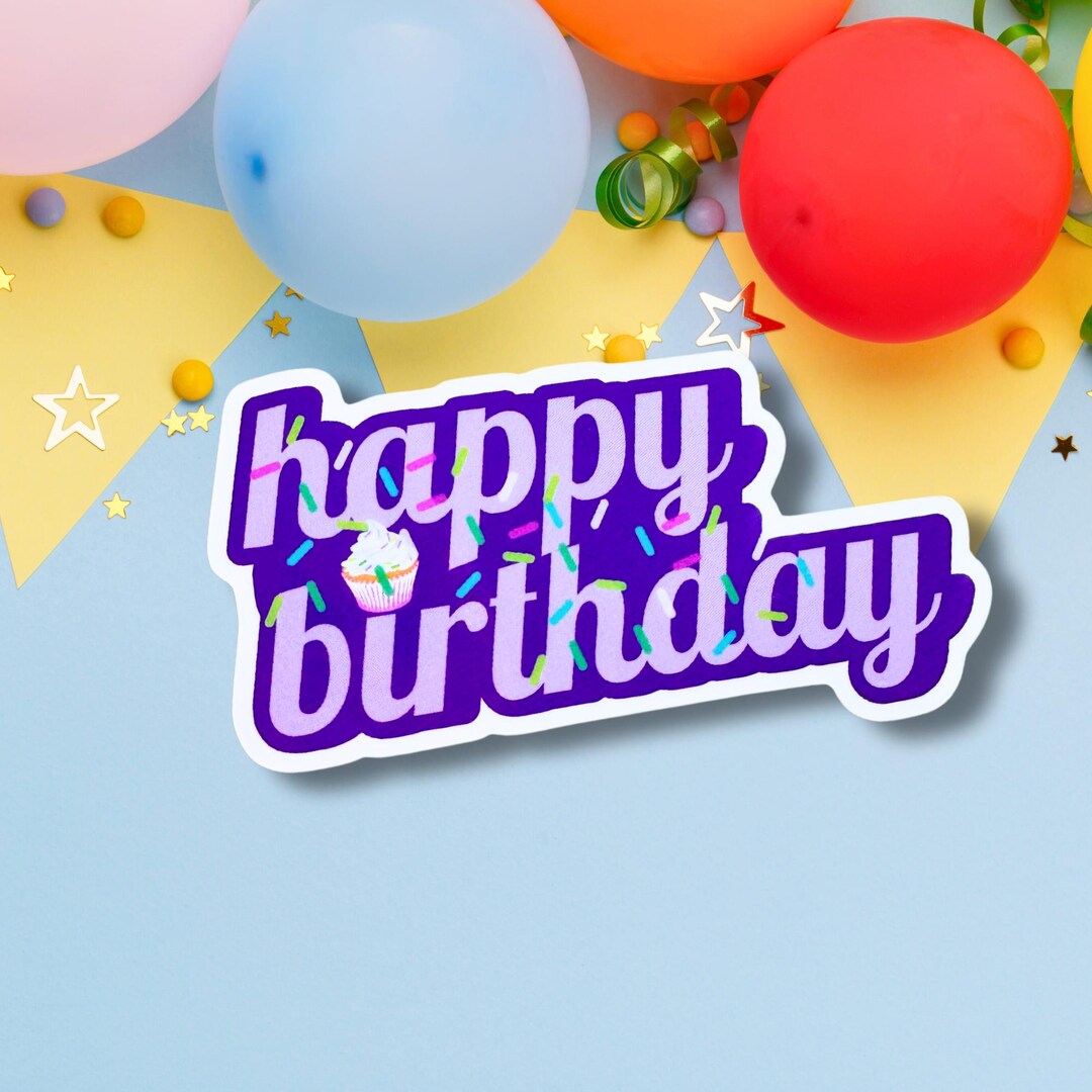 Happy Birthday Sticker| HBD Sticker | Sprinkles and Cupcake HBD Sticker ...