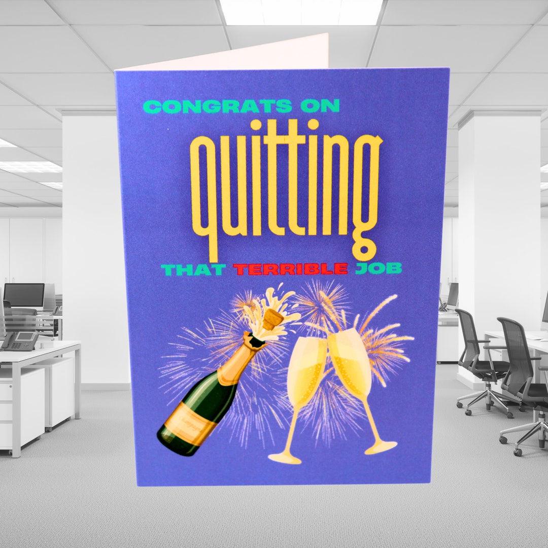 Congrats on Quitting Card: Terrible Job, Blank Inside - Etsy