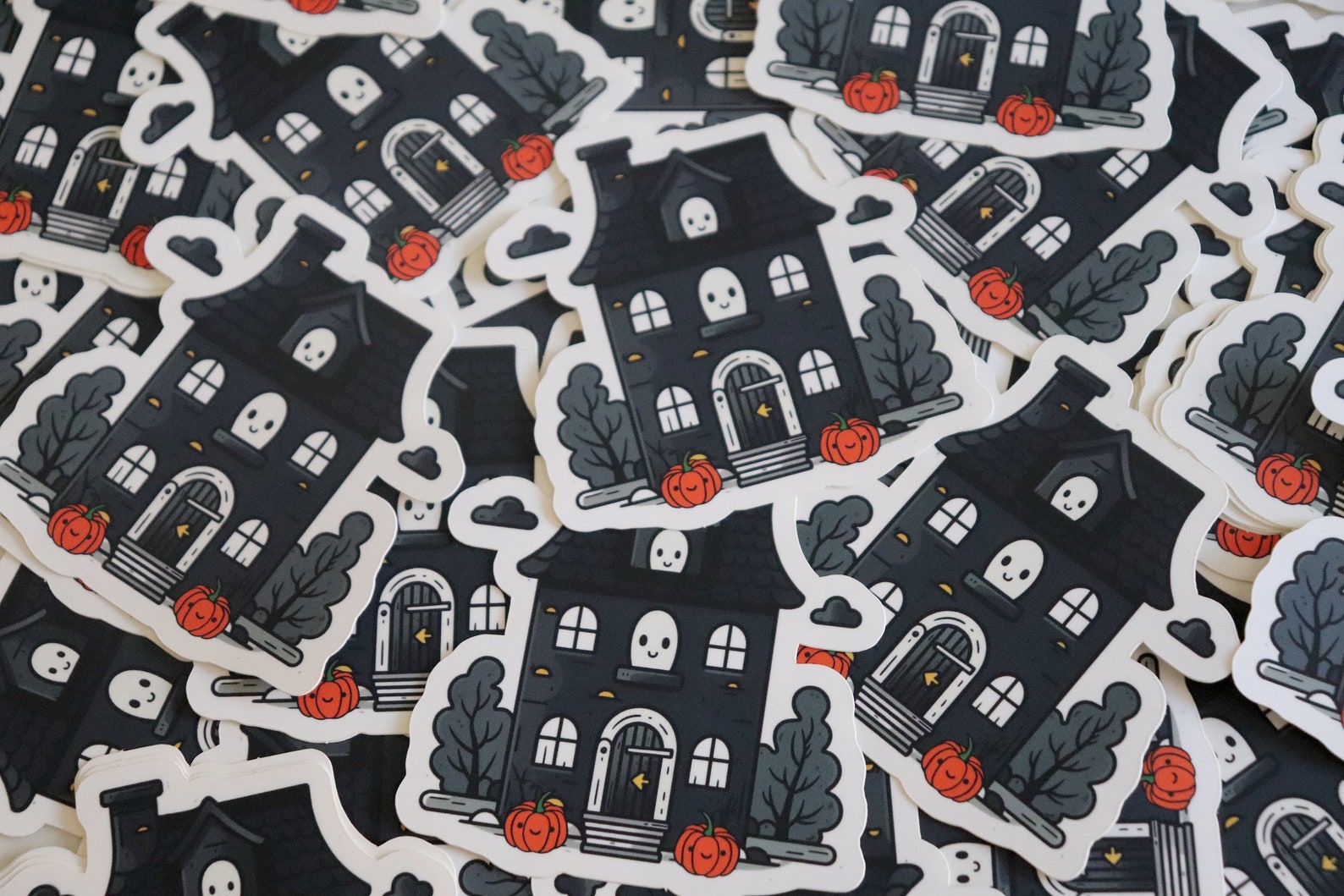 Cute Haunted House, Matte Vinyl Sticker, Cute Halloween Decor ...