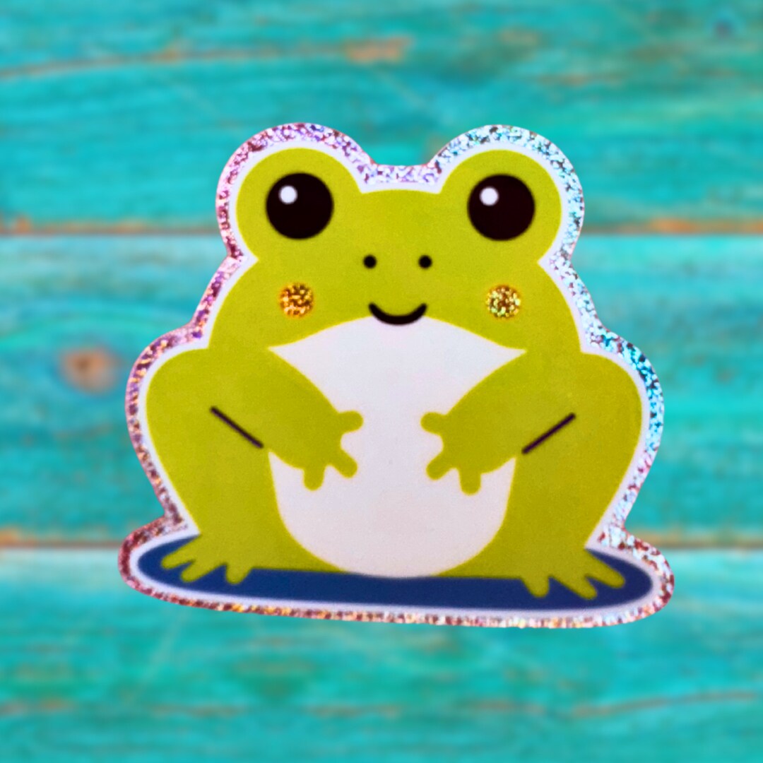 Cute Frog Sticker| Cute Green Frog Sticker| Kawaii Cute Frog Sticker ...
