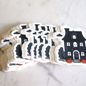 Cute Haunted House, Matte Vinyl Sticker, Cute Halloween Decor ...