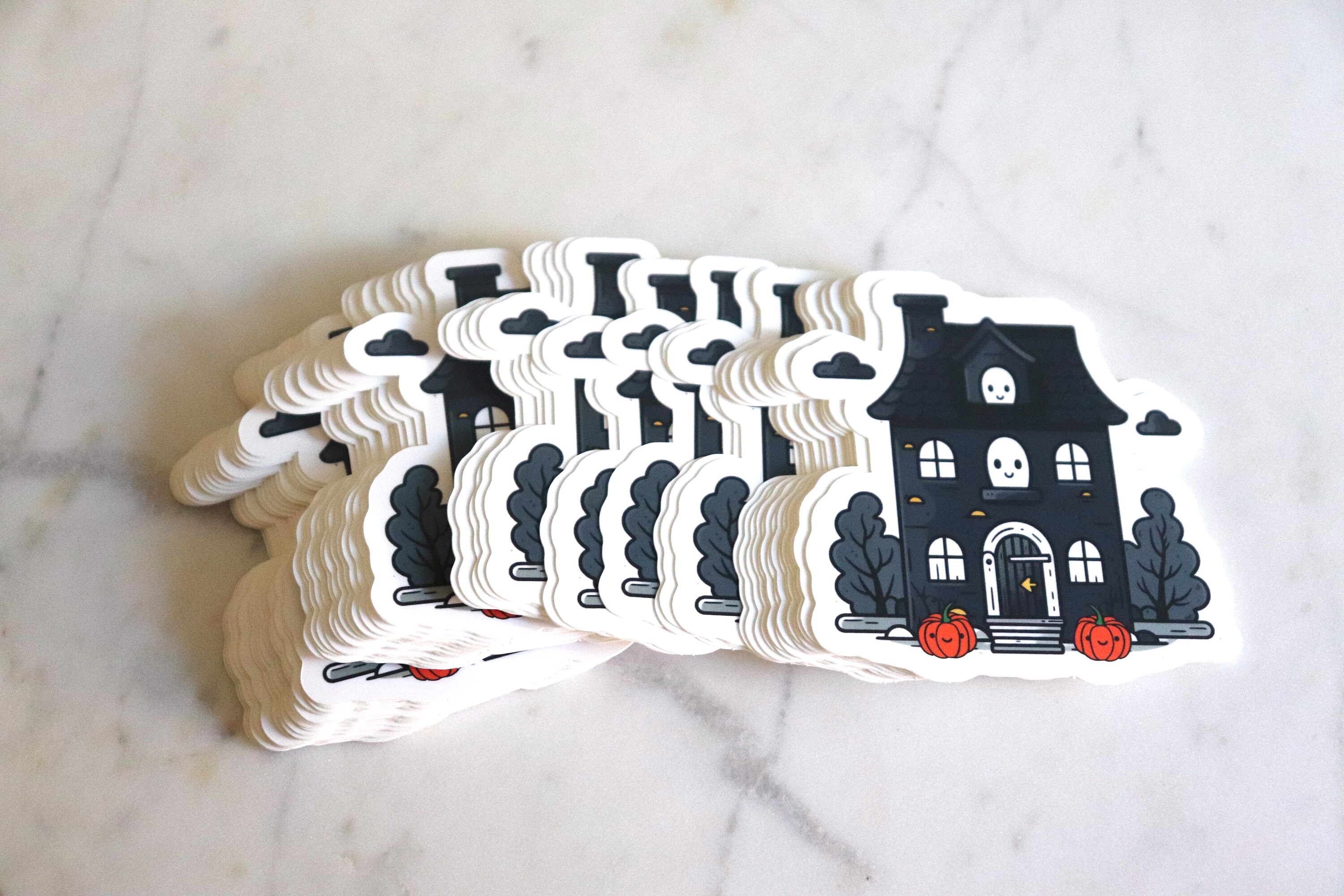 Cute Haunted House, Matte Vinyl Sticker, Cute Halloween Decor ...