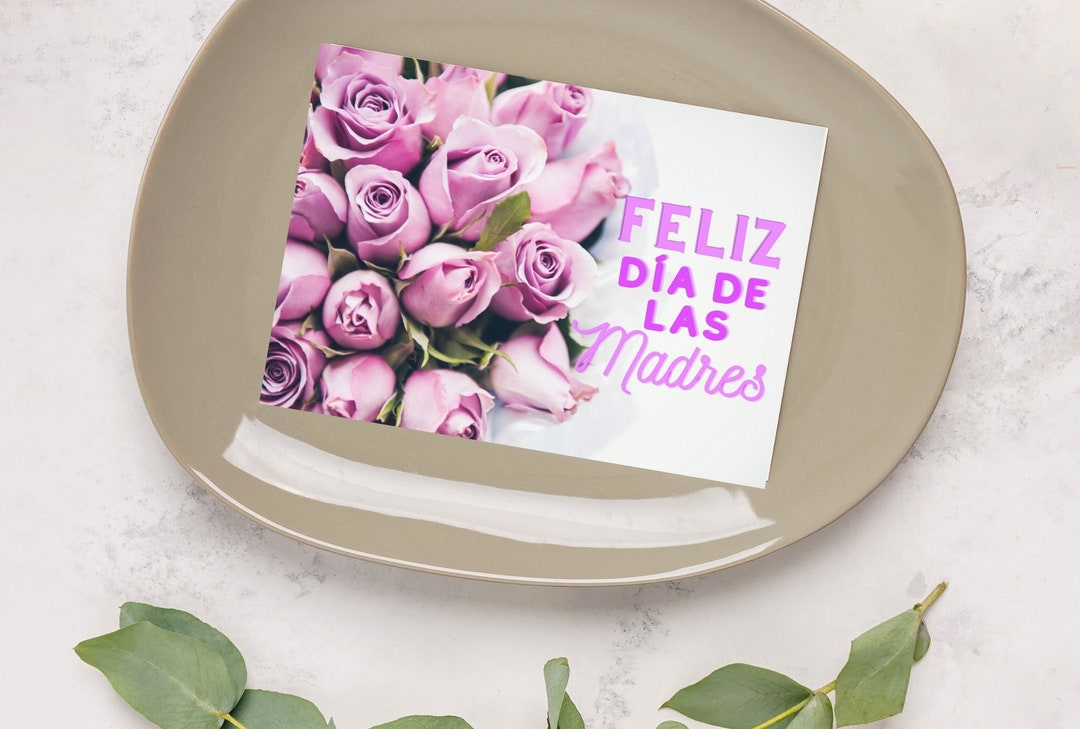 Feliz Dia De Las Madres Bouquet of Roses Blank Greeting Card for Mother ...