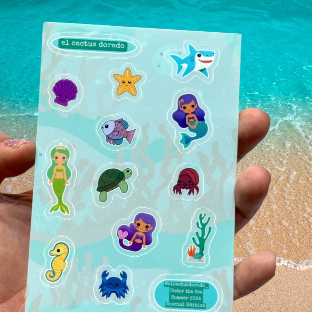 Cute Under-the-sea Sticker Sheet | Mermaid, Starfish, Sea Horse, Coral ...