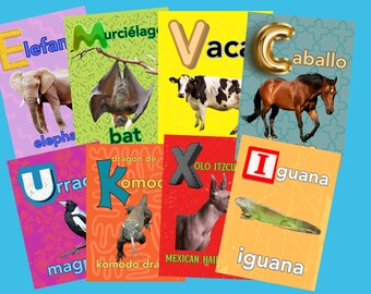 Spanish Farm Animals Flash Cards Teach Kids Spanish - Etsy