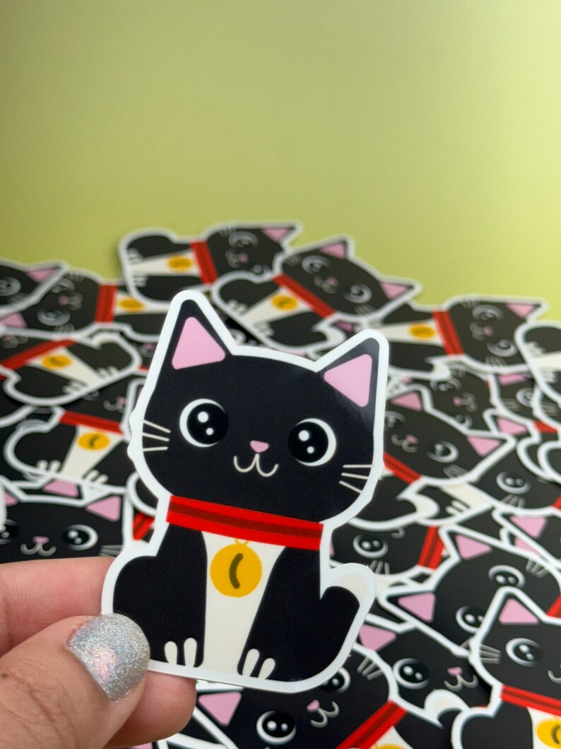 Cute Cat Sticker| Cute Black and White Cat Sticker| Kawaii Cute Cat ...