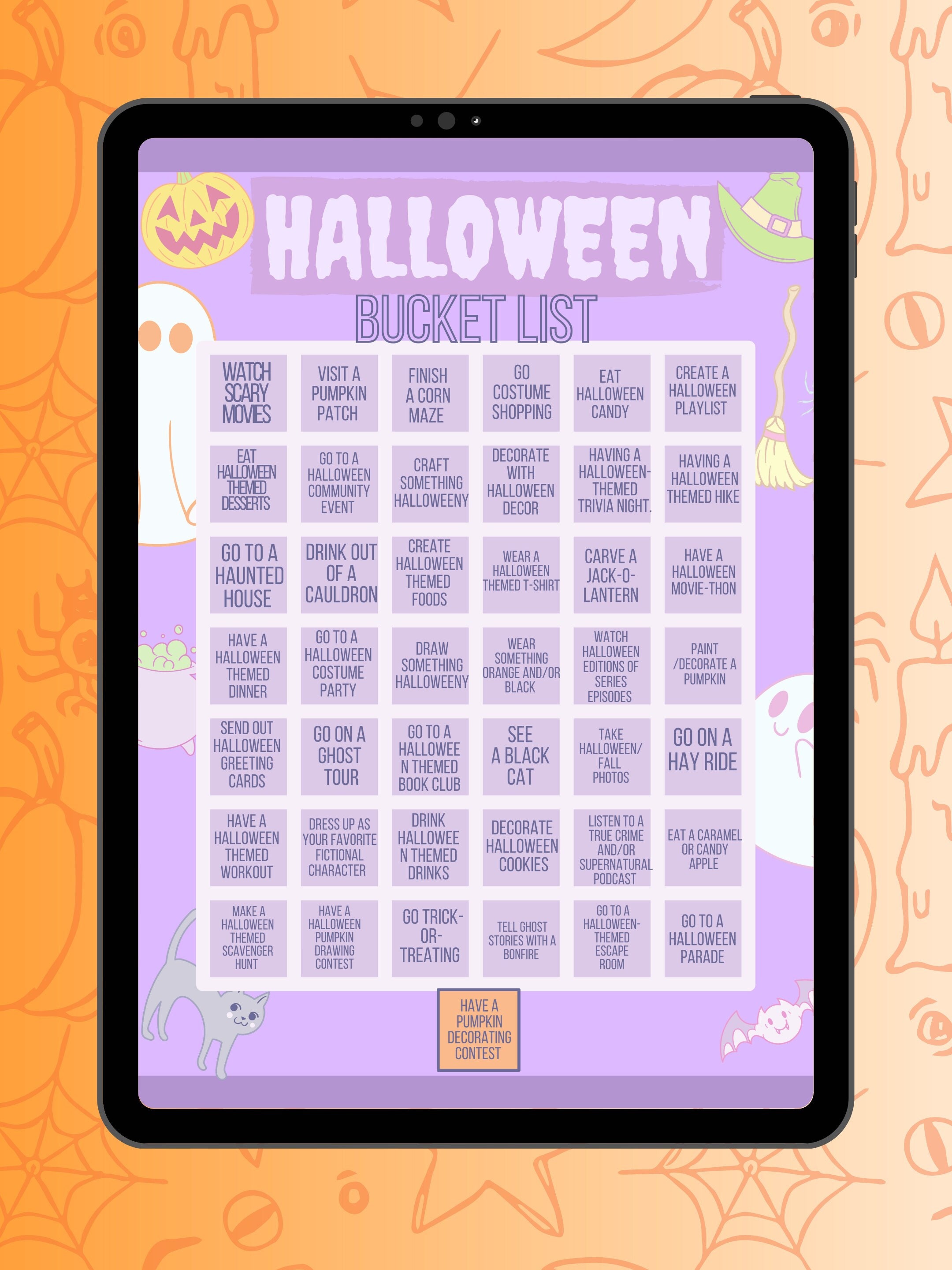 Digital Download Halloween Spooky Bucket List Activities for Fall ...