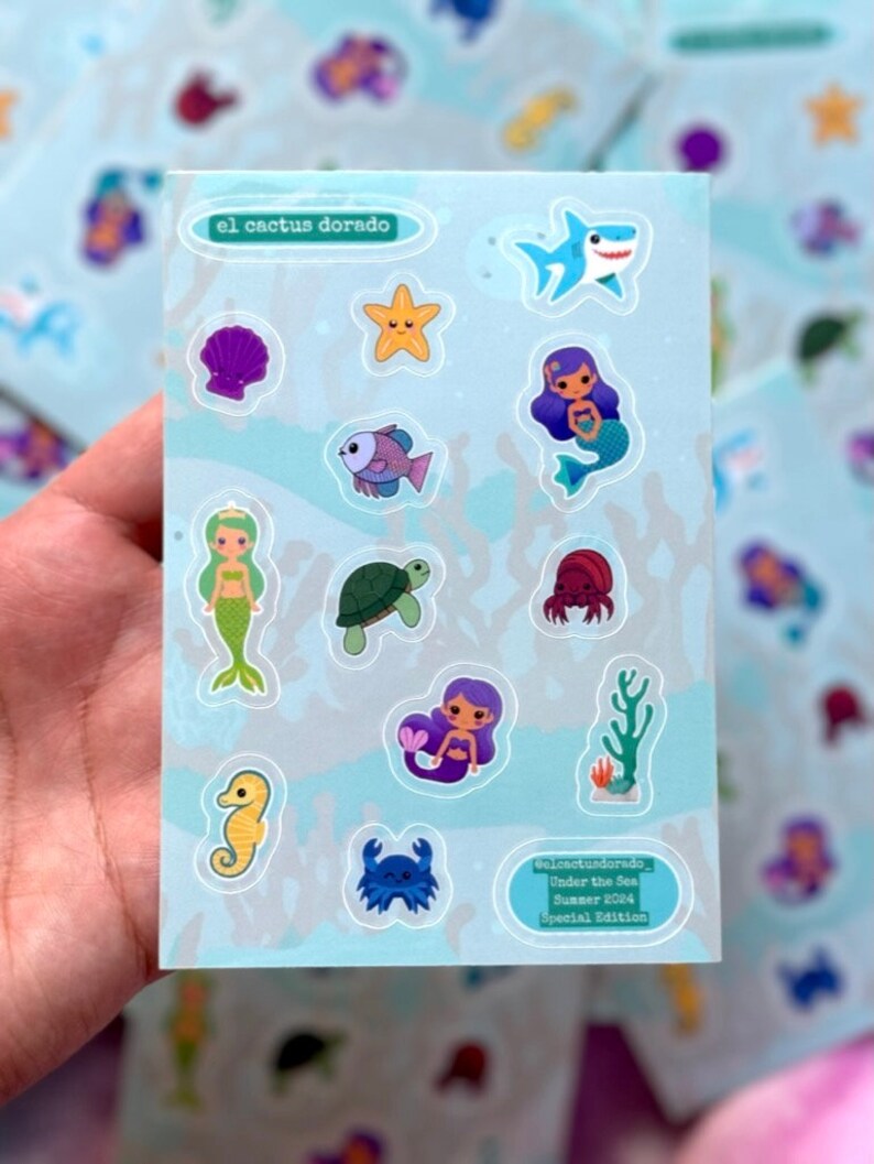 Cute Under-the-sea Sticker Sheet Mermaid, Starfish, Sea Horse, Coral ...
