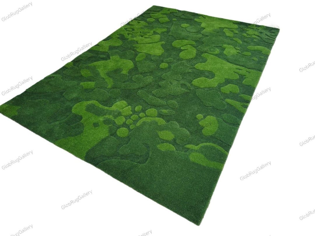 Hand-tufted Wool Rug, Deep Green 3D Moss Effect, Forest Floor - Etsy