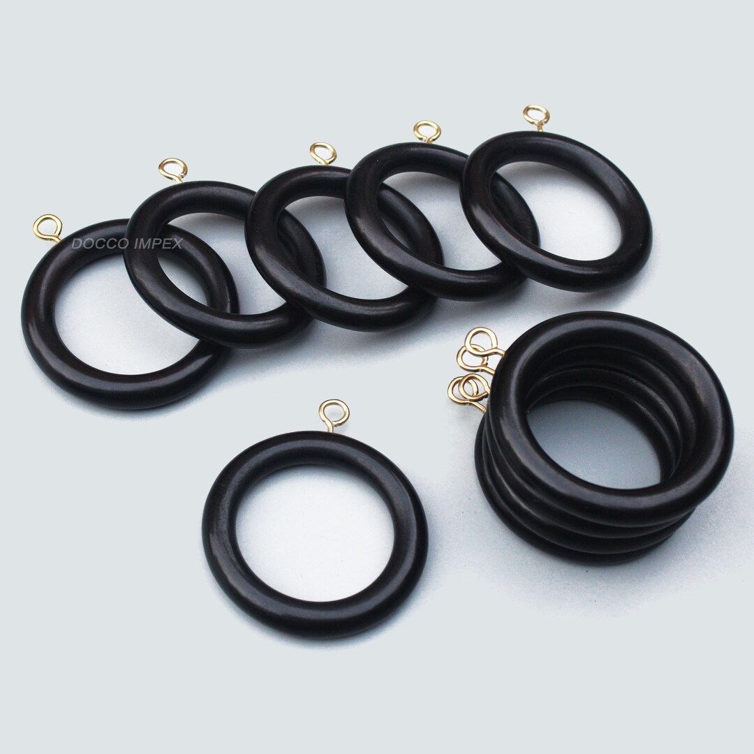 Black Wooden Curtain Rings set of 24 Rings for Window and Door Wood ...