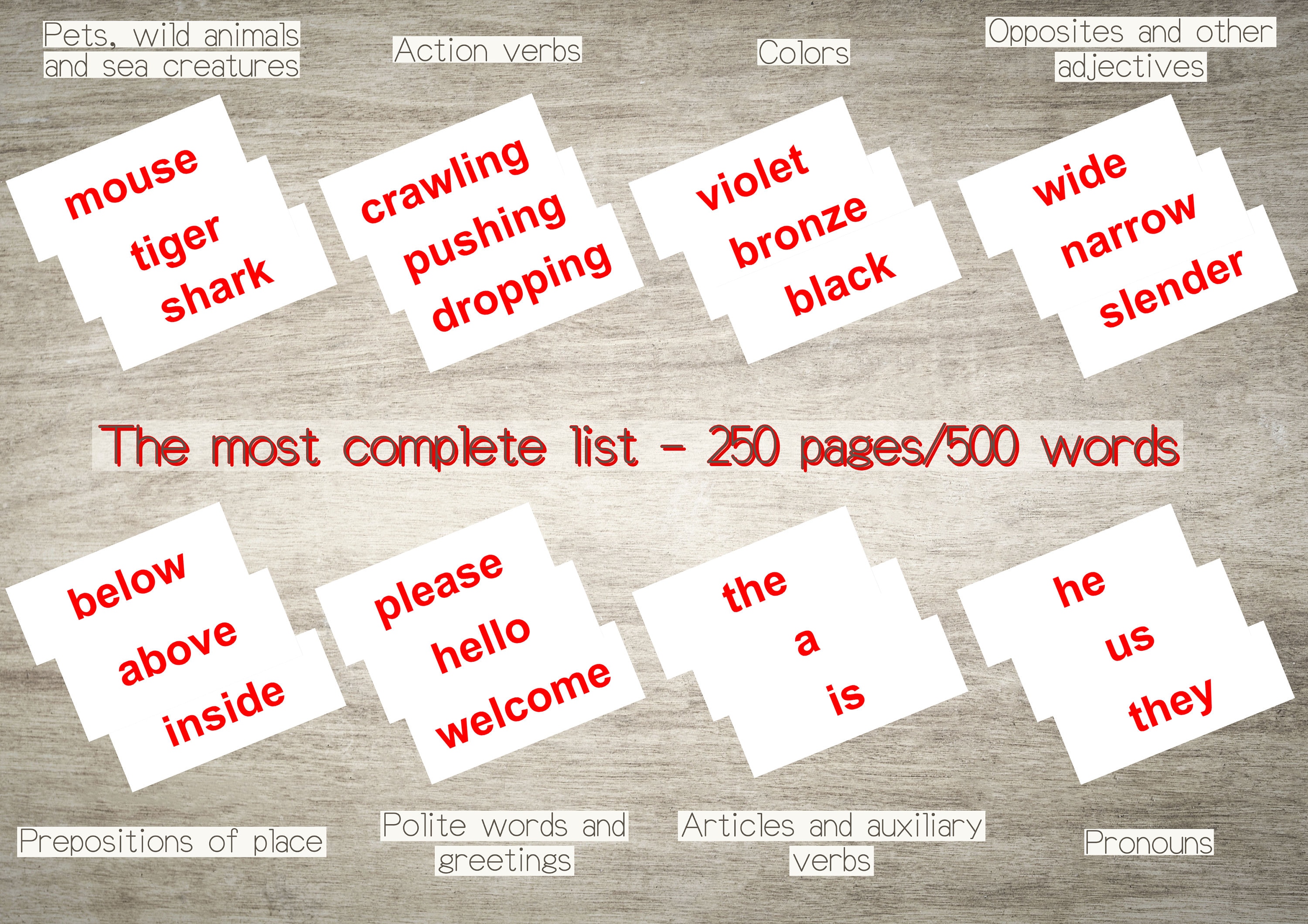 500 Big Bold Red Reading Program Flash Cards(pdf) - Etsy