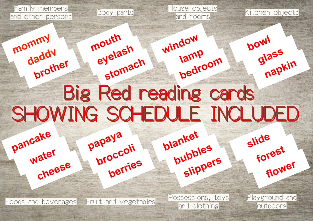 500 Big Bold Red Reading Program Flash Cards With a Schedule(pdf) - Etsy