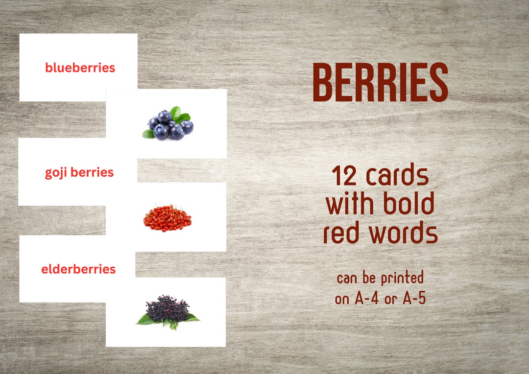 Berries Flash Cards(pdf) - Etsy