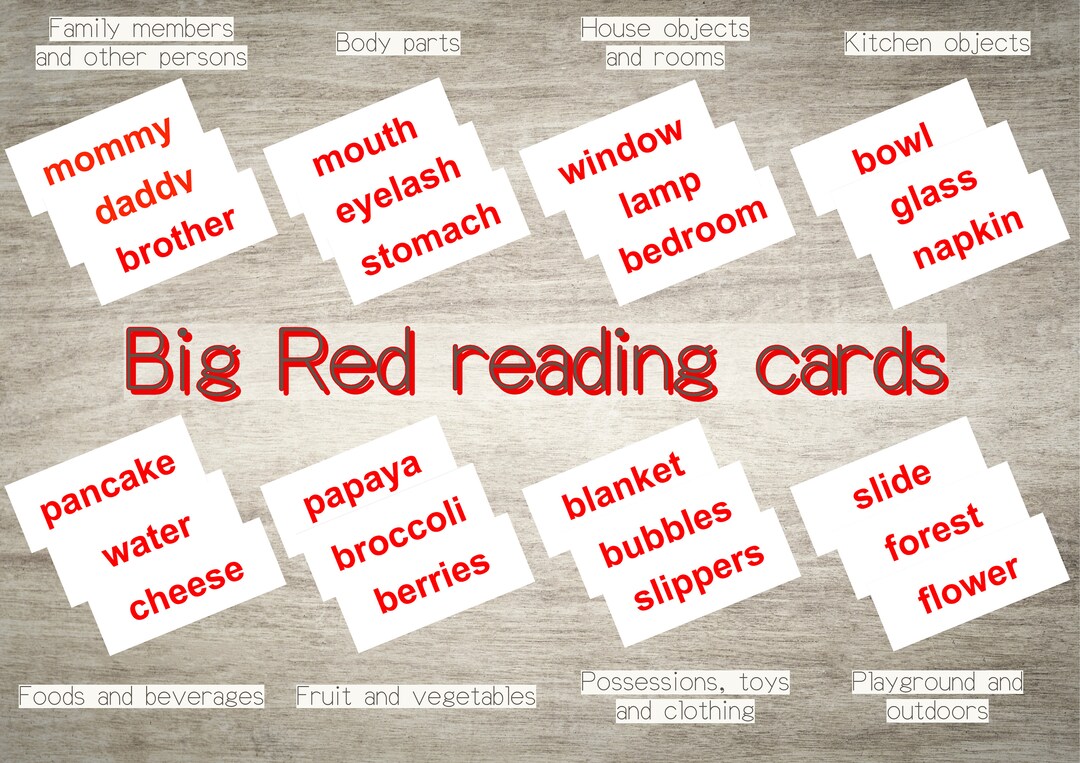 500 Big Bold Red Reading Program Flash Cards(pdf) - Etsy