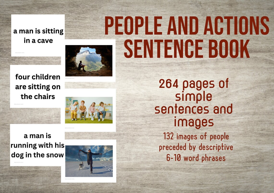 People and Actions Sentence Book(pdf) - Etsy