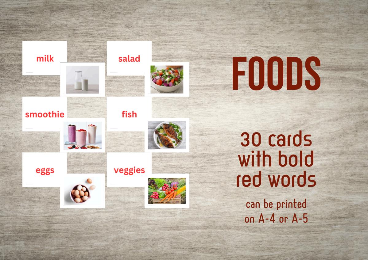 Foods Cards(pdf) - Etsy