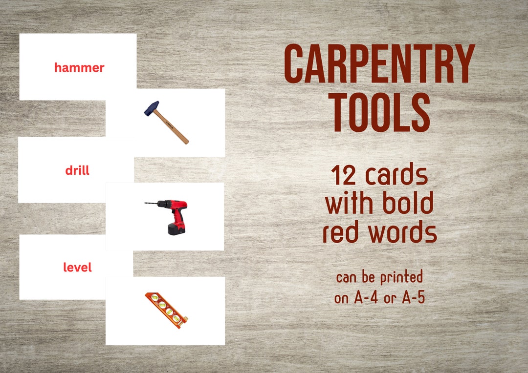 Carpentry Tools Flash Cards(pdf) - Etsy
