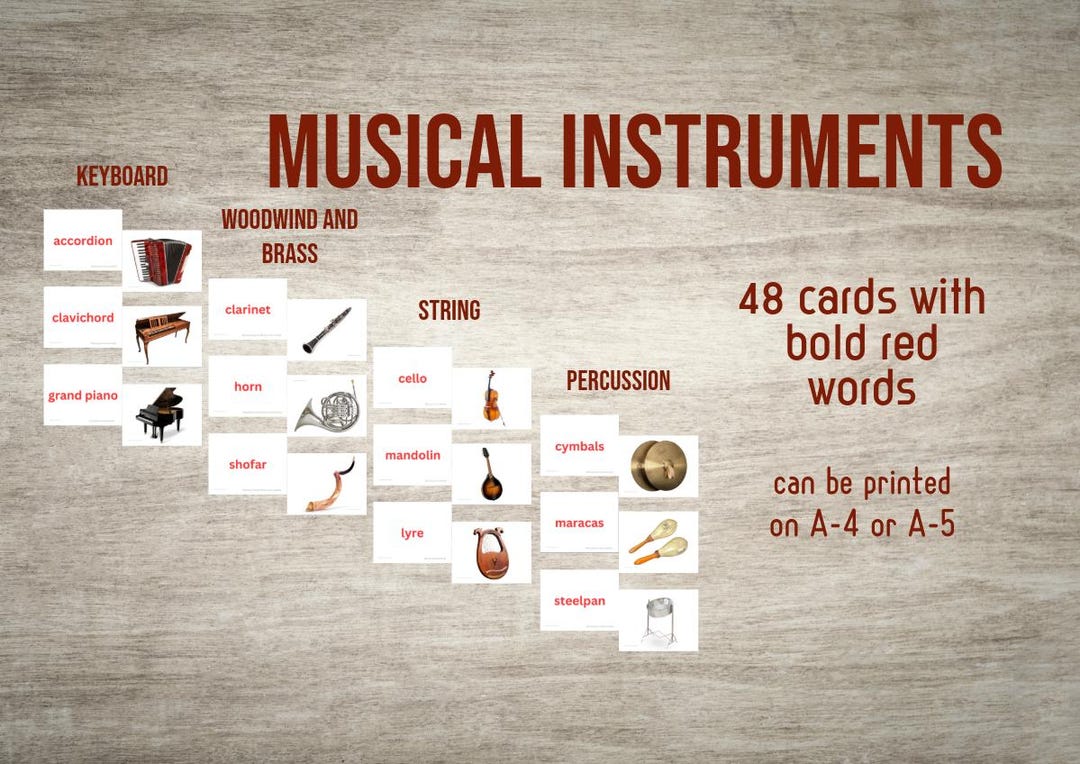 Woodwind and Brass Musical Instruments Flash Cards(pdf) - Etsy