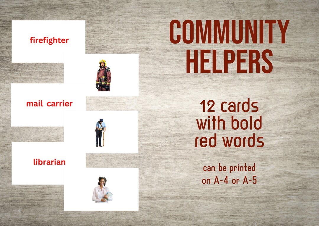 Community Helpers Flash Cards - Etsy