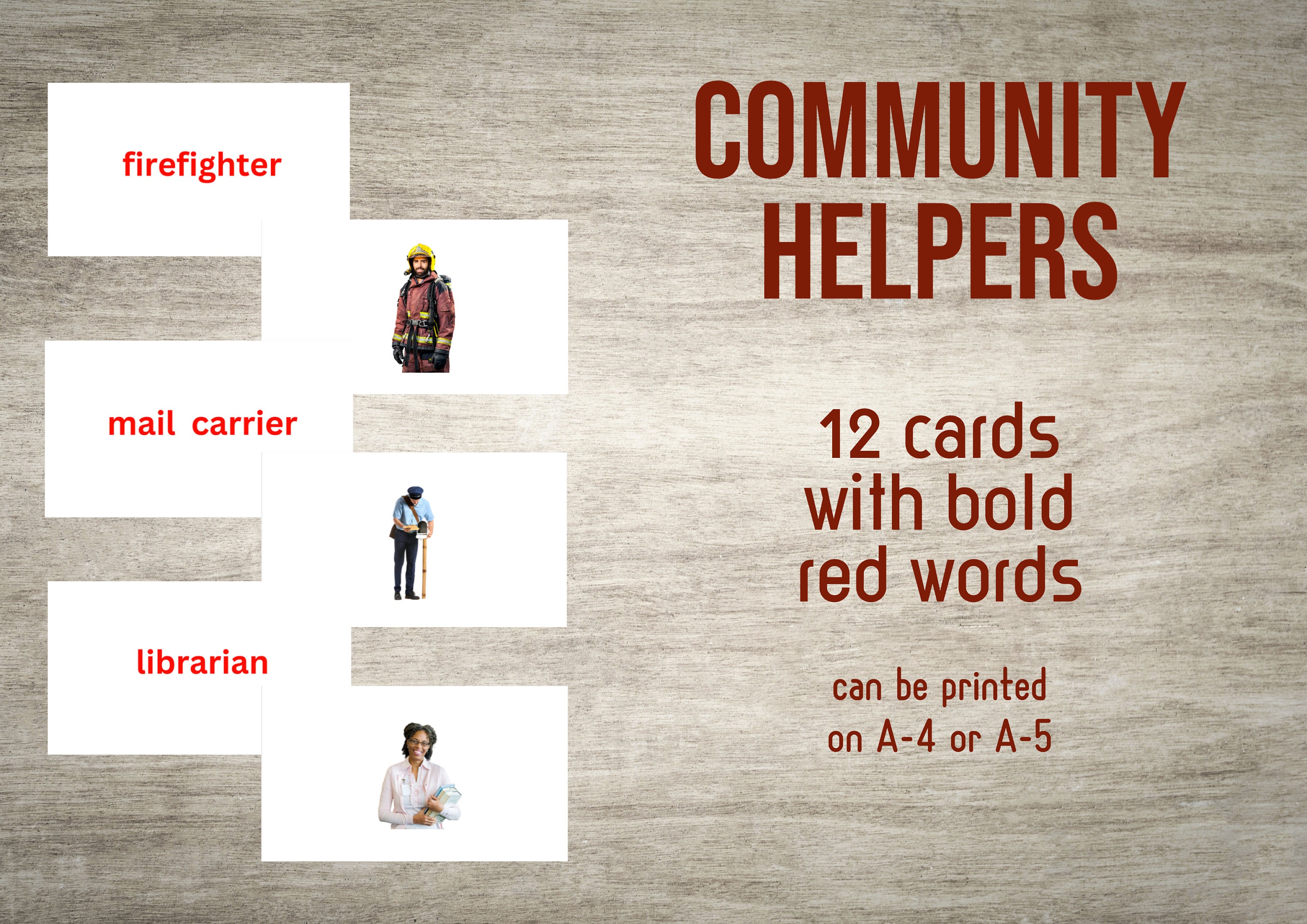 Community Helpers Flash Cards - Etsy