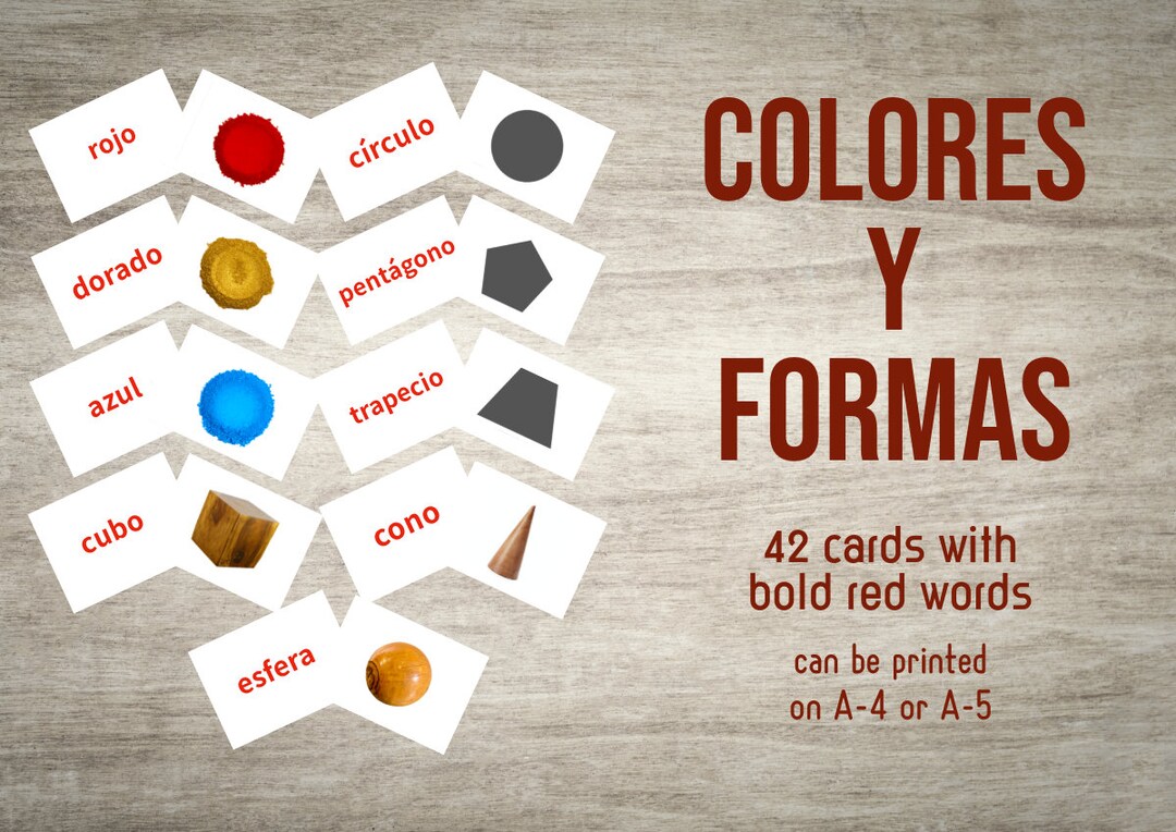 42 Spanish Colors and Shapes Flashcards Collection(pdf) - Etsy
