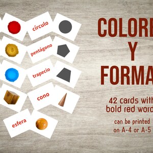 42 Spanish Colors and Shapes Flashcards Collection(pdf) - Etsy