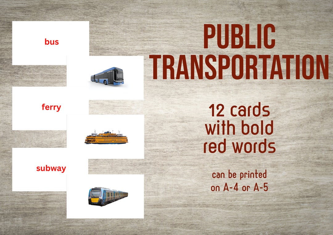 Public Transportation Flash Cards - Etsy