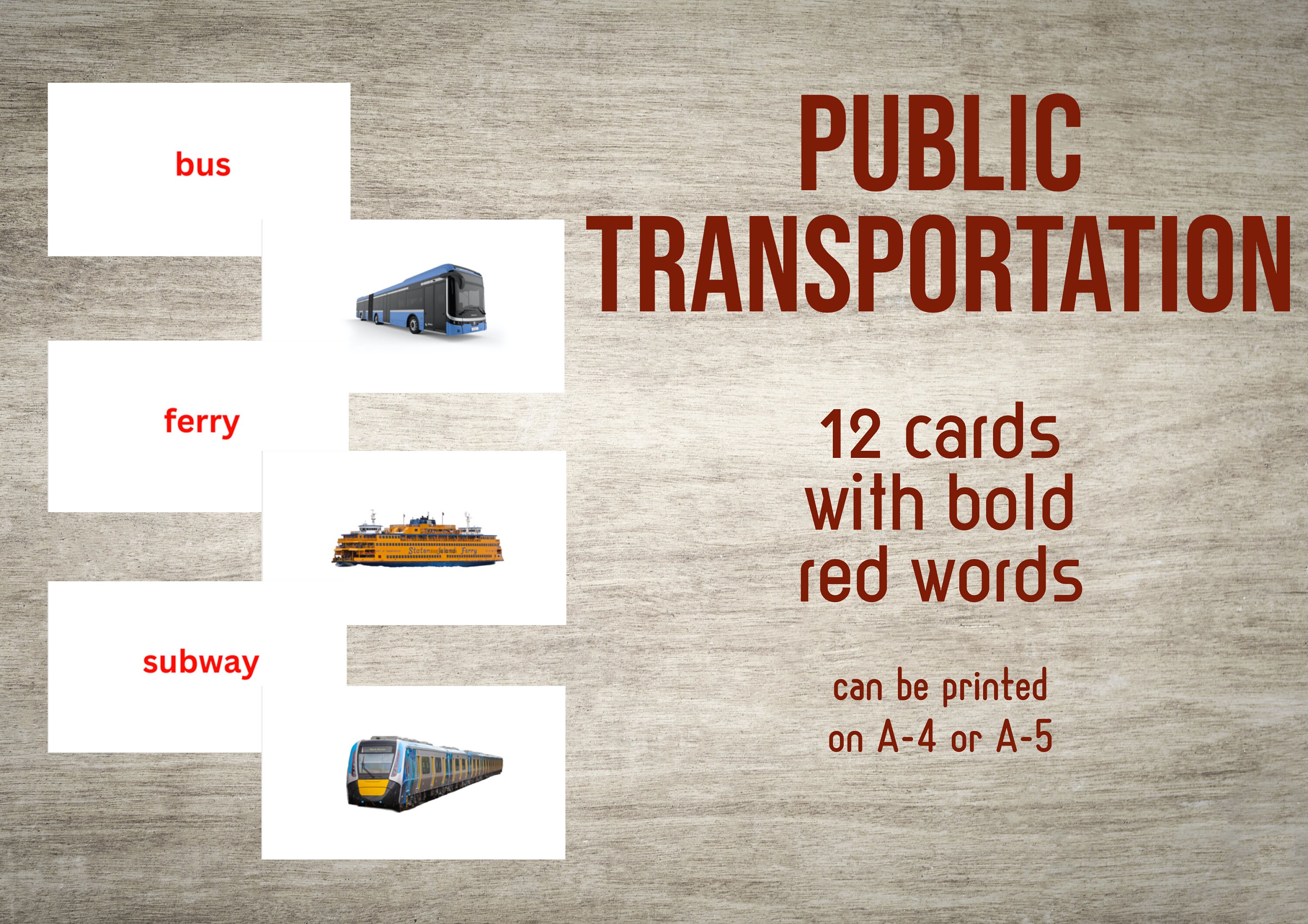 Public Transportation Flash Cards - Etsy