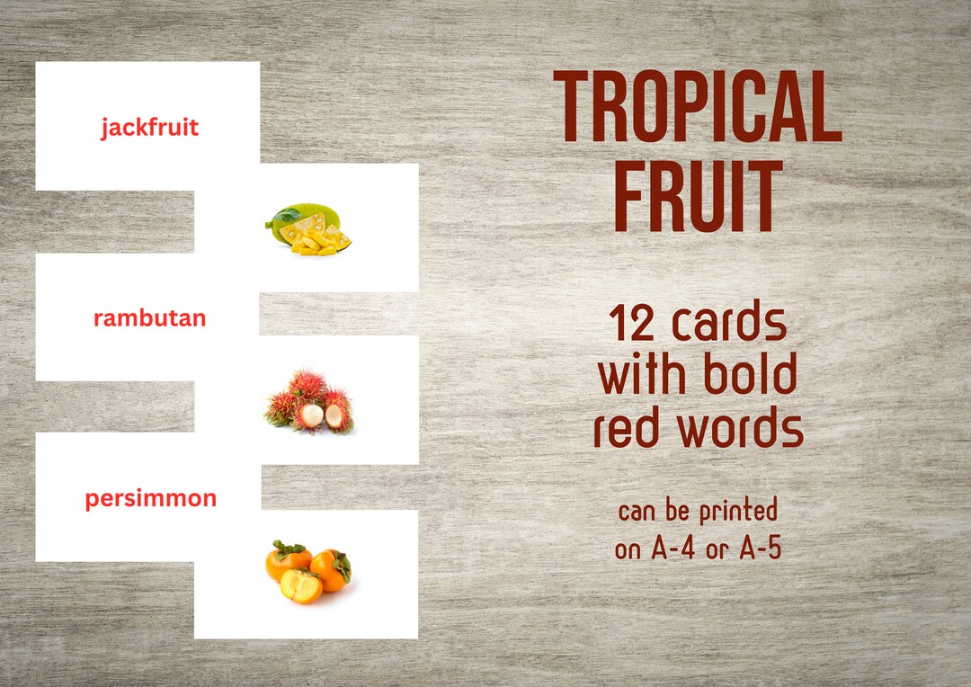 Tropical Fruit Flash Cards - Etsy