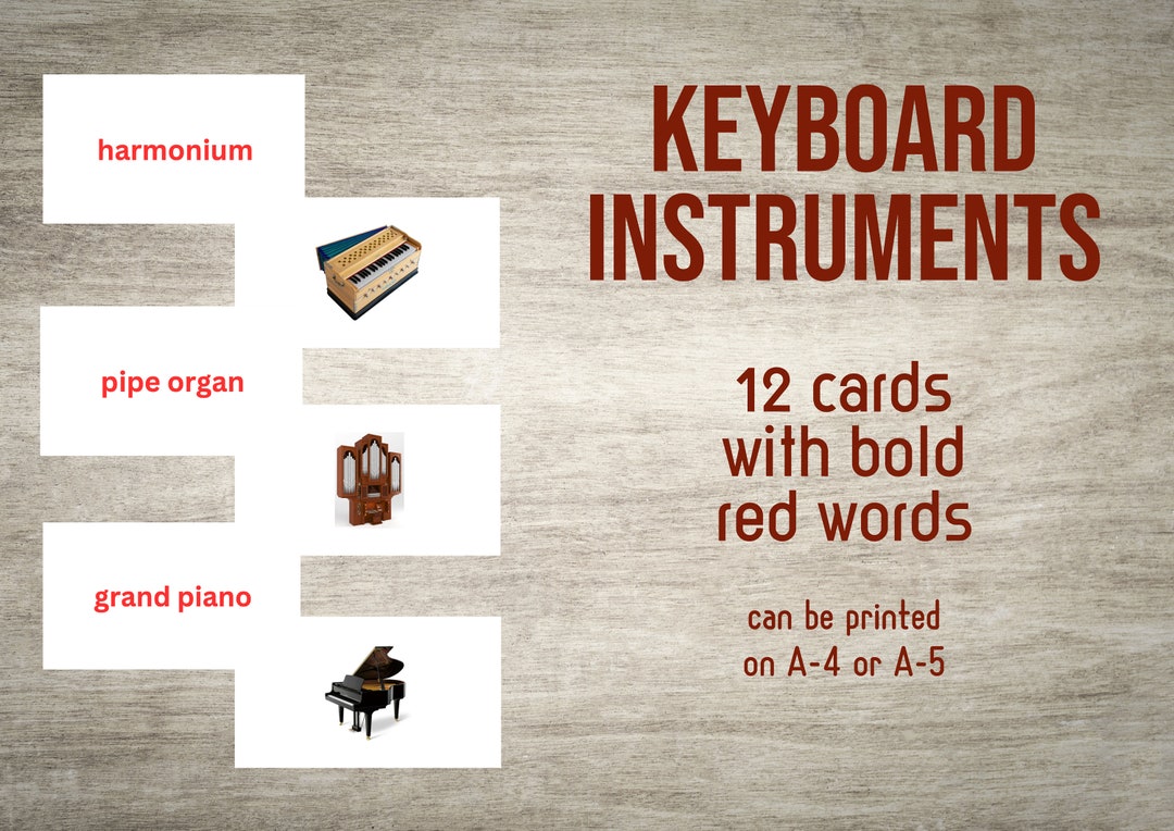 Keyboard Musical Instruments Flash Cards - Etsy