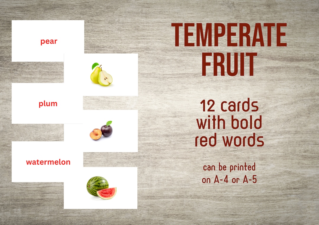 Temperate Fruit Flash Cards(pdf) - Etsy