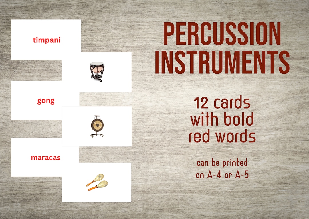 Percussion Musical Instruments Flash Cards(pdf) - Etsy