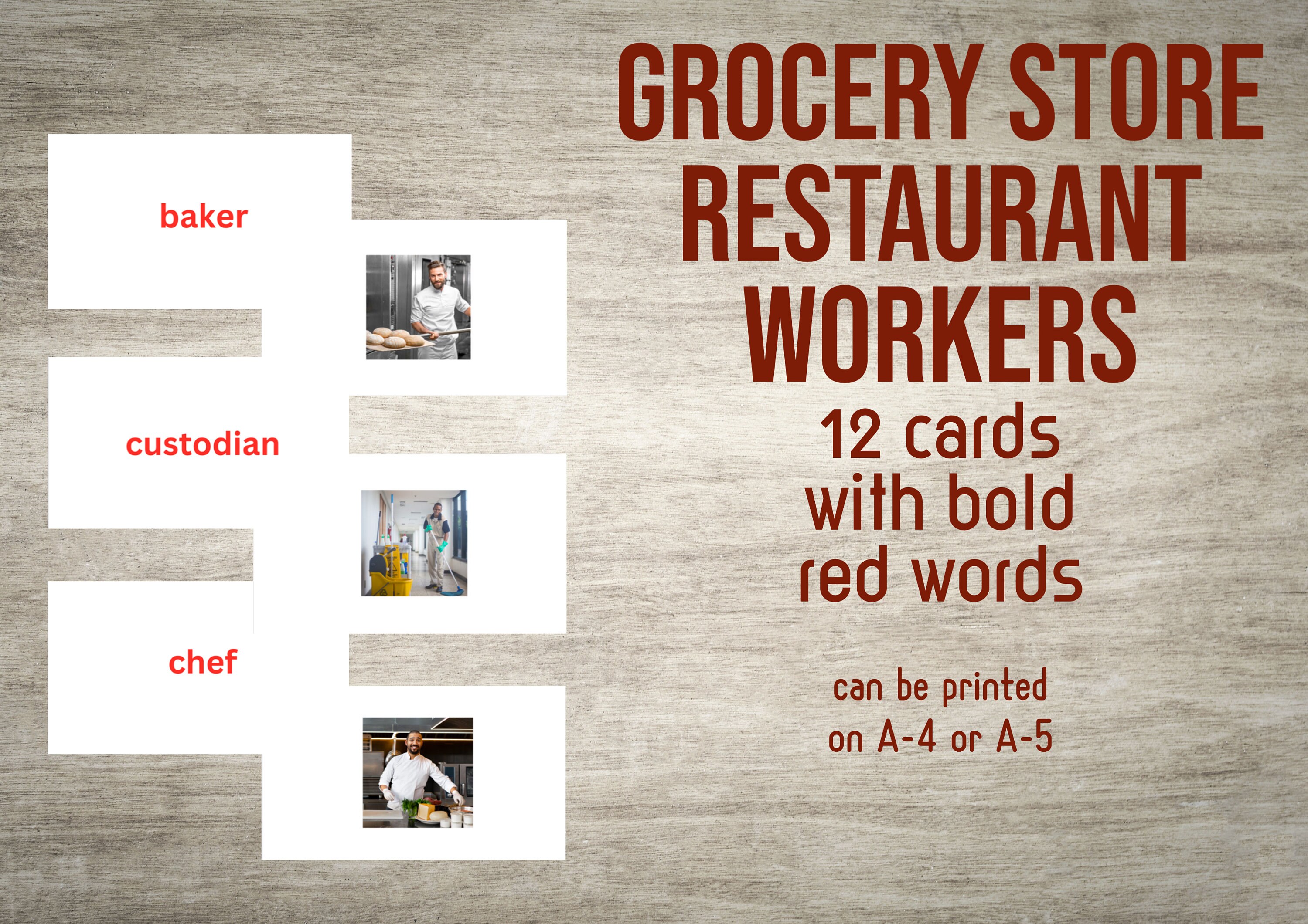 Grocery Store / Restaurant Workers Flash Cards(pdf) - Etsy