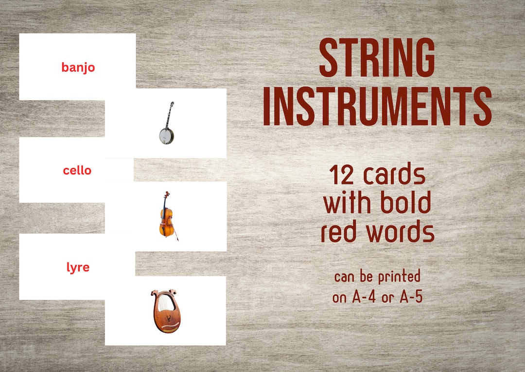 String Musical Instruments Flash Cards(pdf) - Etsy