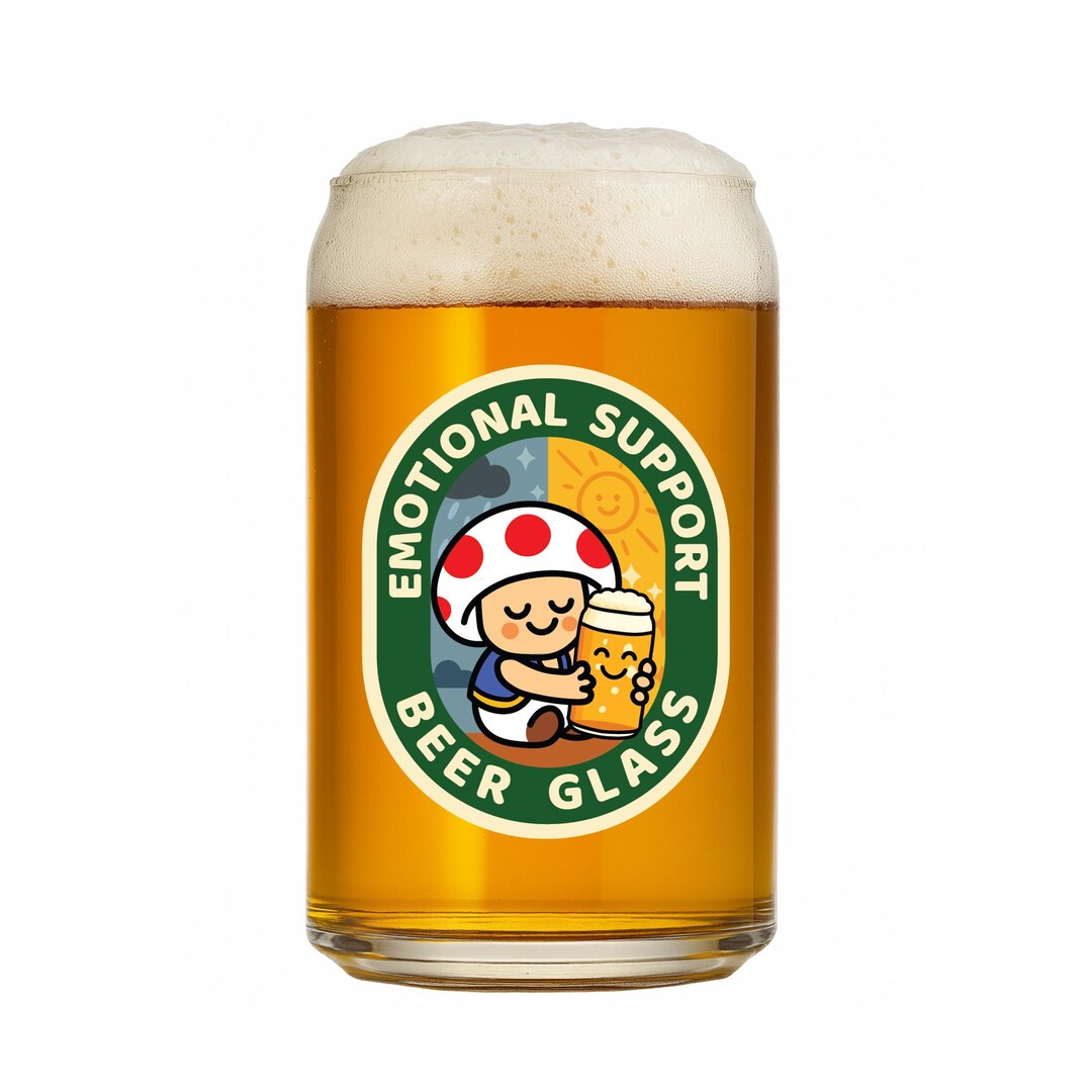 Super Mario Beer Glass: 16oz Emotional Support Glass for Gamers ...