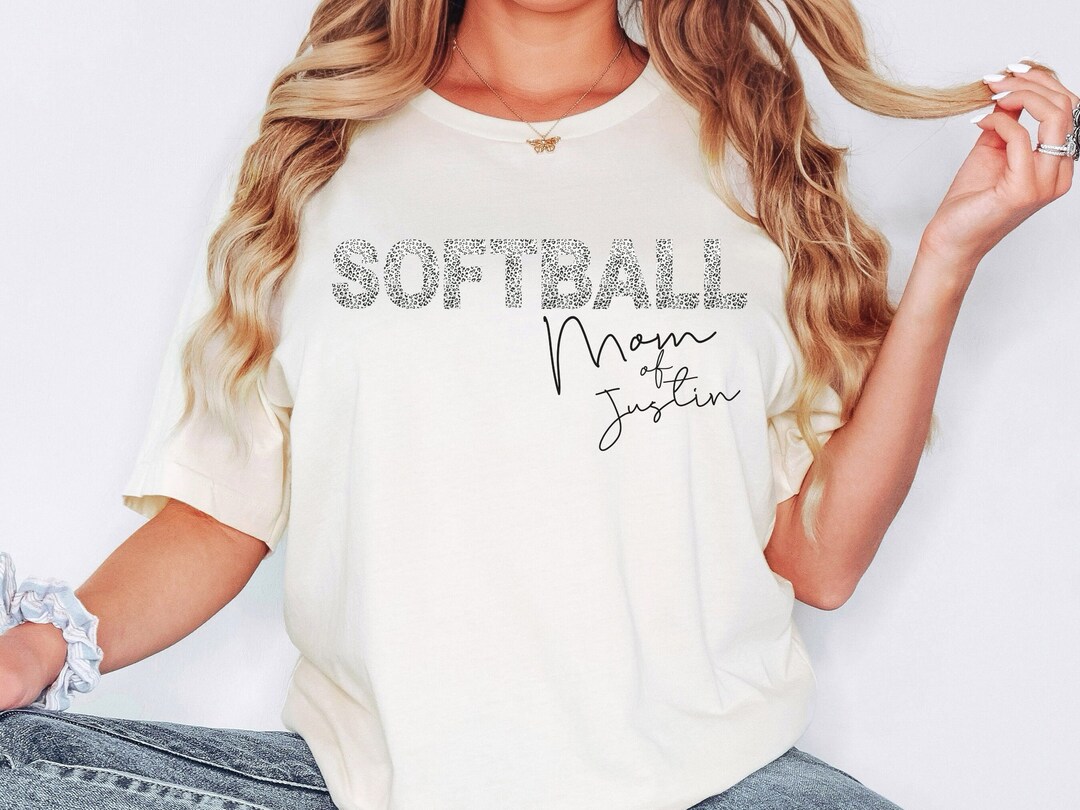 Softball Mom Shirt Custom Senior Softball Mom, Cheetah Print Softball ...