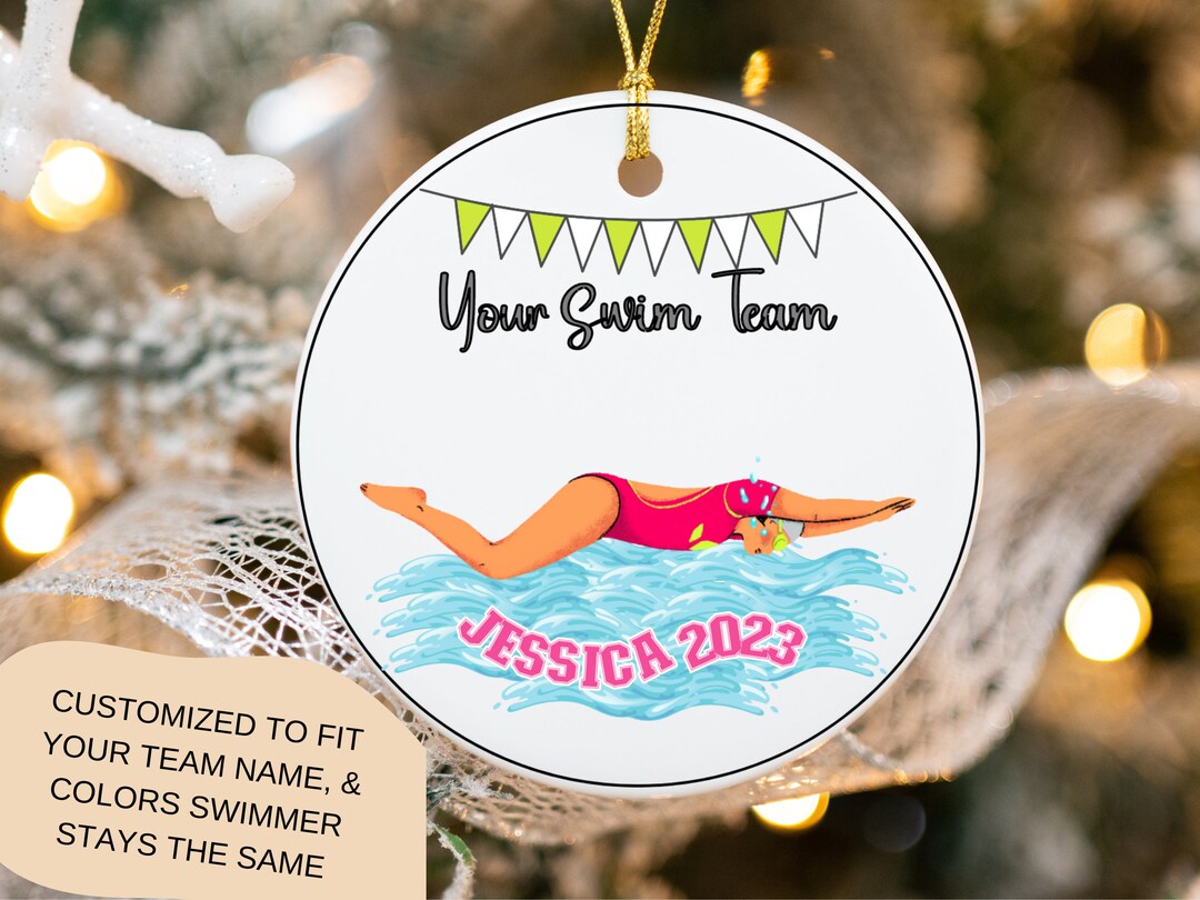 Personalized Swim Ornament, Ceramic Swimmer Ornament Gifts, Swim Coach ...