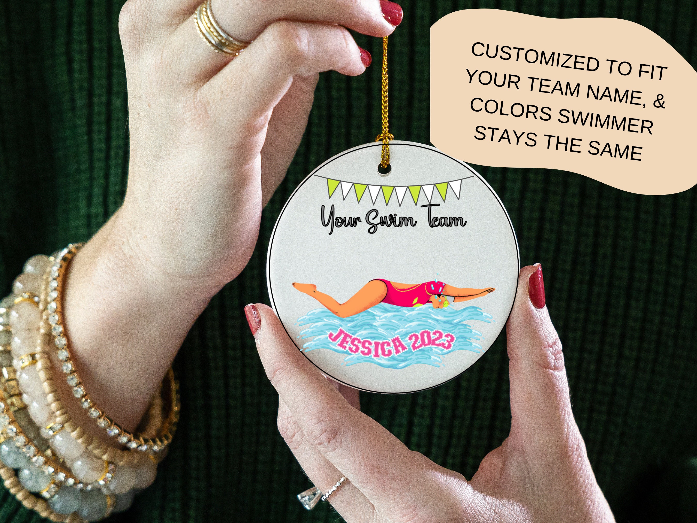 Personalized Swim Ornament, Ceramic Swimmer Ornament Gifts, Swim Coach ...