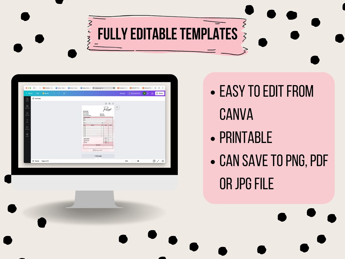 Receipt Template PDF Business Receipt. Editable Receipt. - Etsy UK