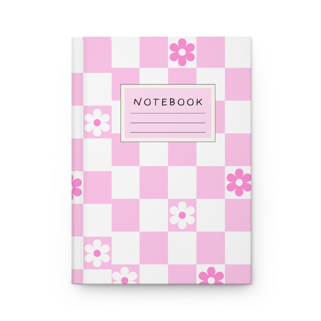 Pink Checkerboard Flower Notebook Hardcover Journal - Etsy