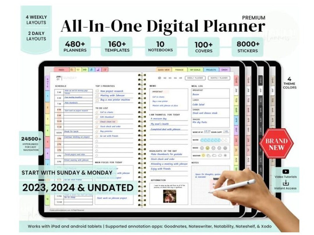 Digital Planner 2023 2024 Undated iPad Goodnotes Notability, Digital ...